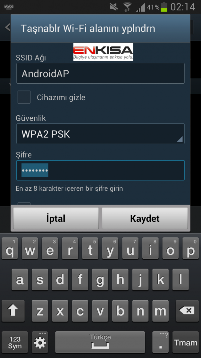 Android Cihazlarda Wifi Modem Şifresi Değiştirme