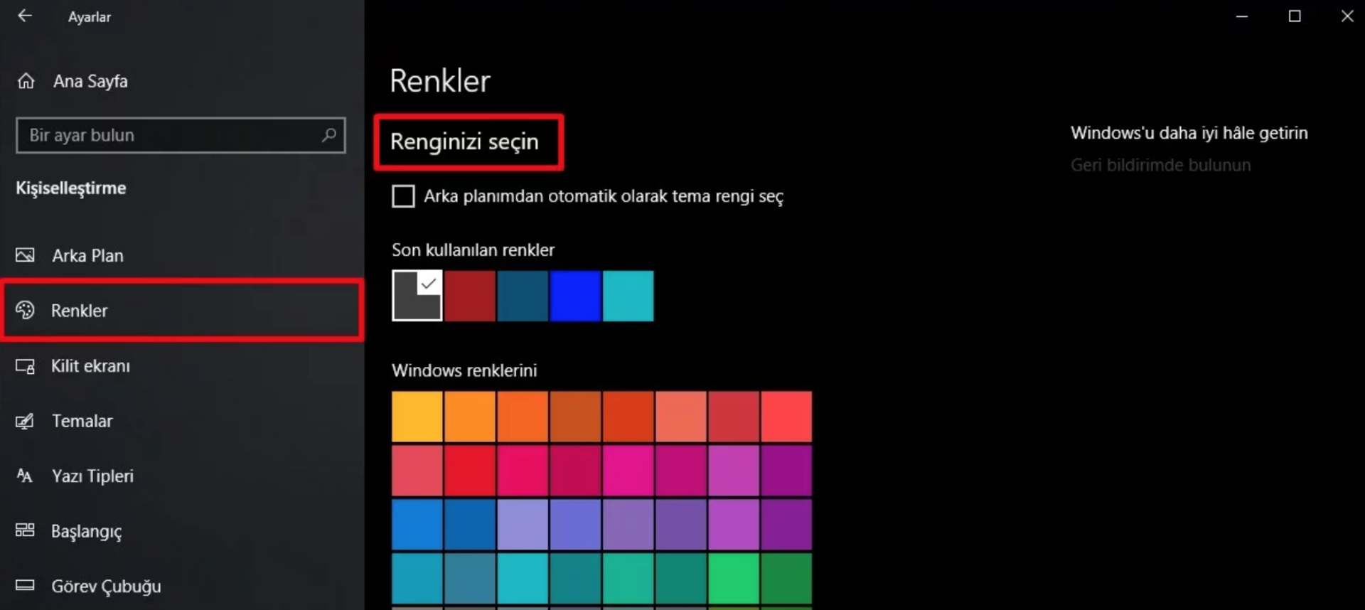 Windows 10 Karanlık Mod - Karanlık Mod Aktif Hale Getirme